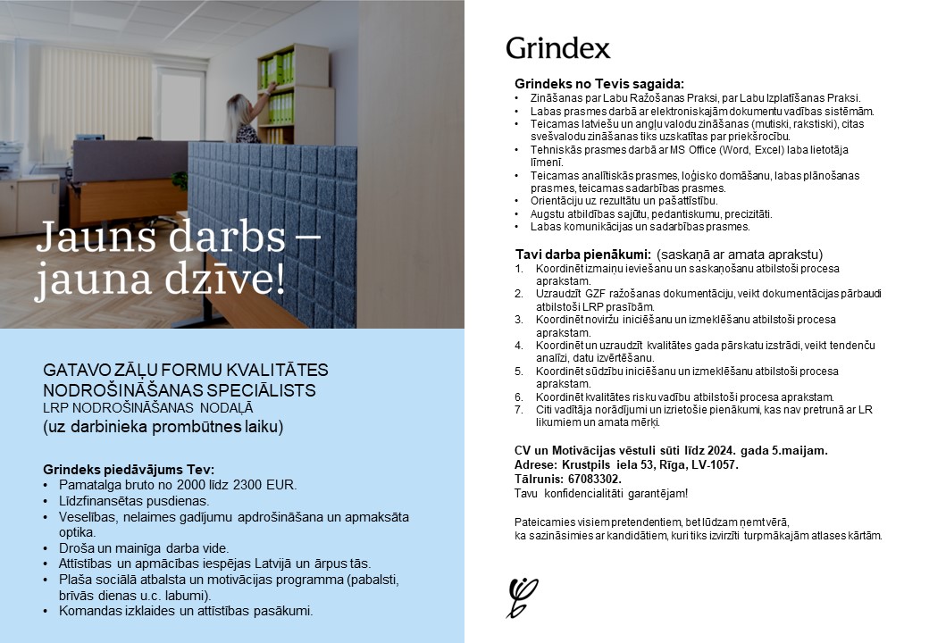 Vakance - GZF kvalitātes nodrošināšanas speciālists LRP nodrošināšanas ...